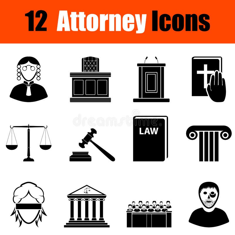 Set of attorney icons stock vector. Illustration of document - 69740009