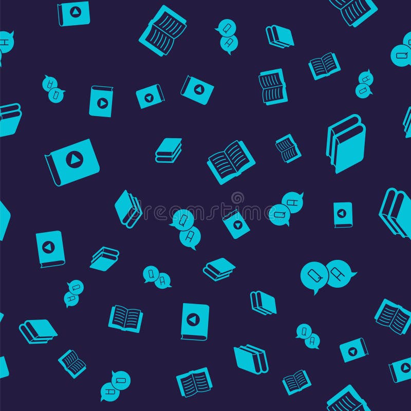 Set Audio Book, Book, Open and Question and Answer on Seamless Pattern ...