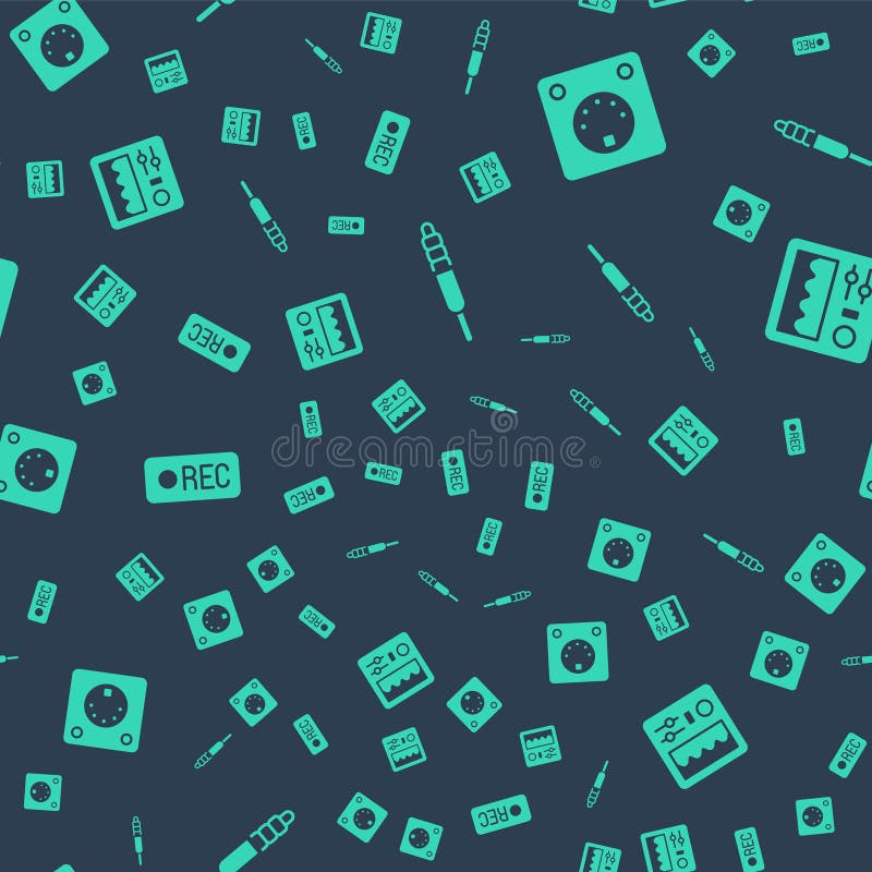 Set Audio Jack, Drum Machine, Record Button and on Seamless Pattern ...