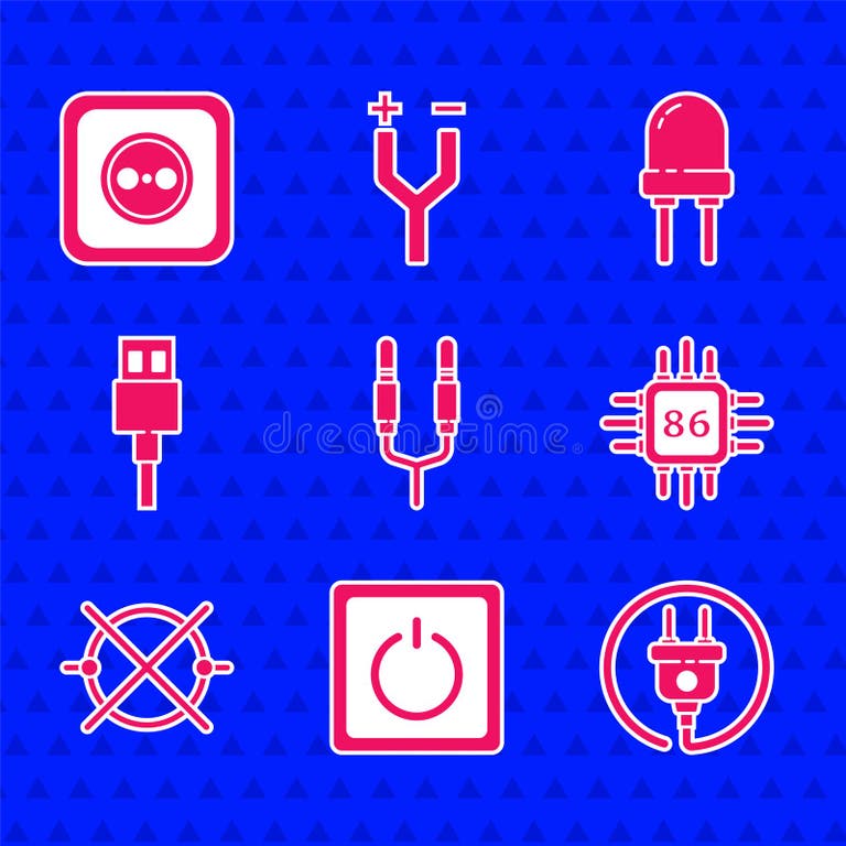 Set Audio Jack, Electric Light Switch, Plug, Processor with ...