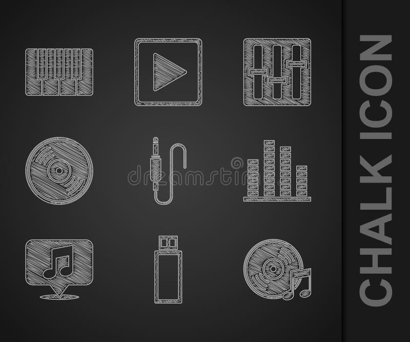 Set Audio Jack, USB Flash Drive, Vinyl Disk, Music Equalizer, Musical ...