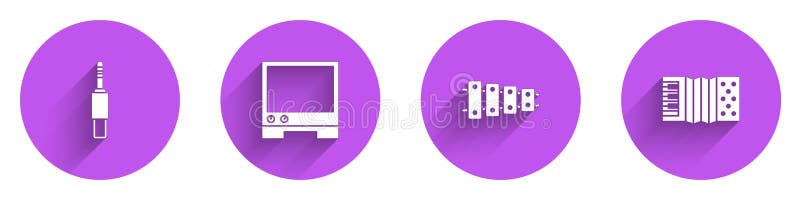 Set Audio Jack, Voice Assistant, Xylophone and Accordion Icon with Long ...
