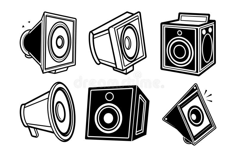 Set of Audio Speaker Silhouette Vector Stock Illustration ...