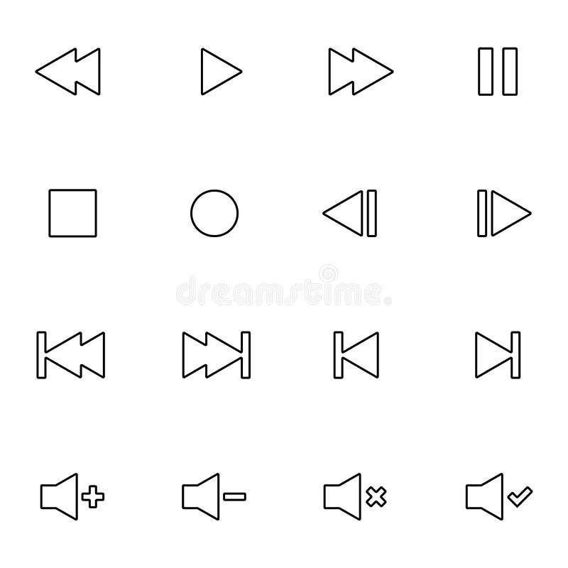 Set of Audio Video Control Line Icon Stock Vector - Illustration of ...