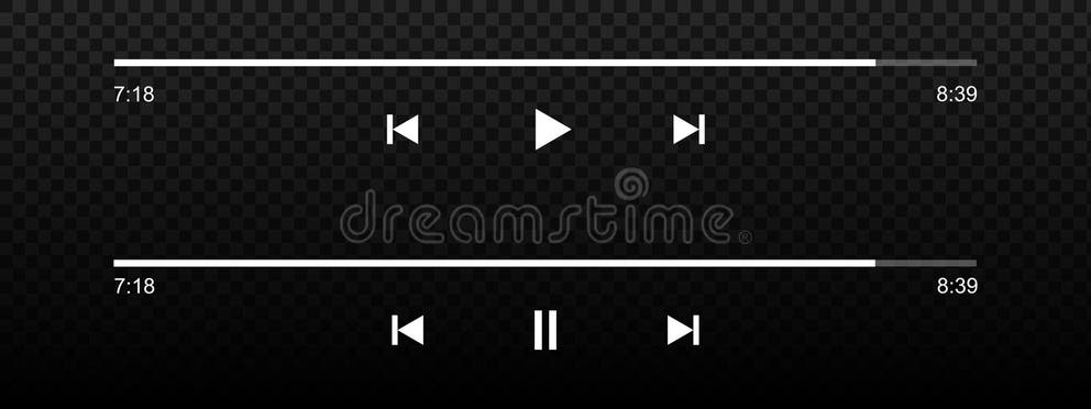 Set of Audio or Video Player Progress Loading Bars with Time Slider ...