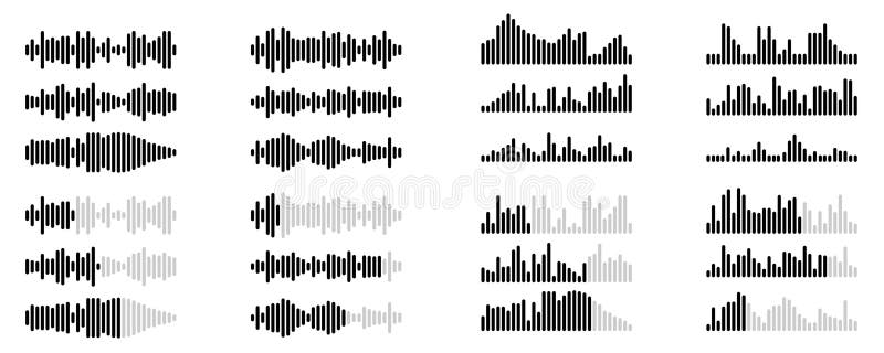 Set of Audio Waveform Bar Graphs Stock Vector - Illustration of modern ...