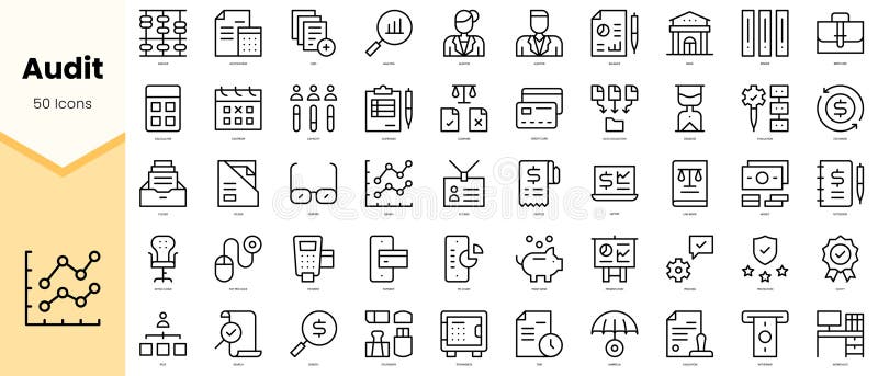 Set of Audit Icons. Simple Line Art Style Icons Pack Stock Vector ...