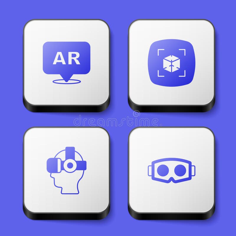 Set Augmented Reality AR, 3d Modeling, Virtual Glasses and Icon. White ...