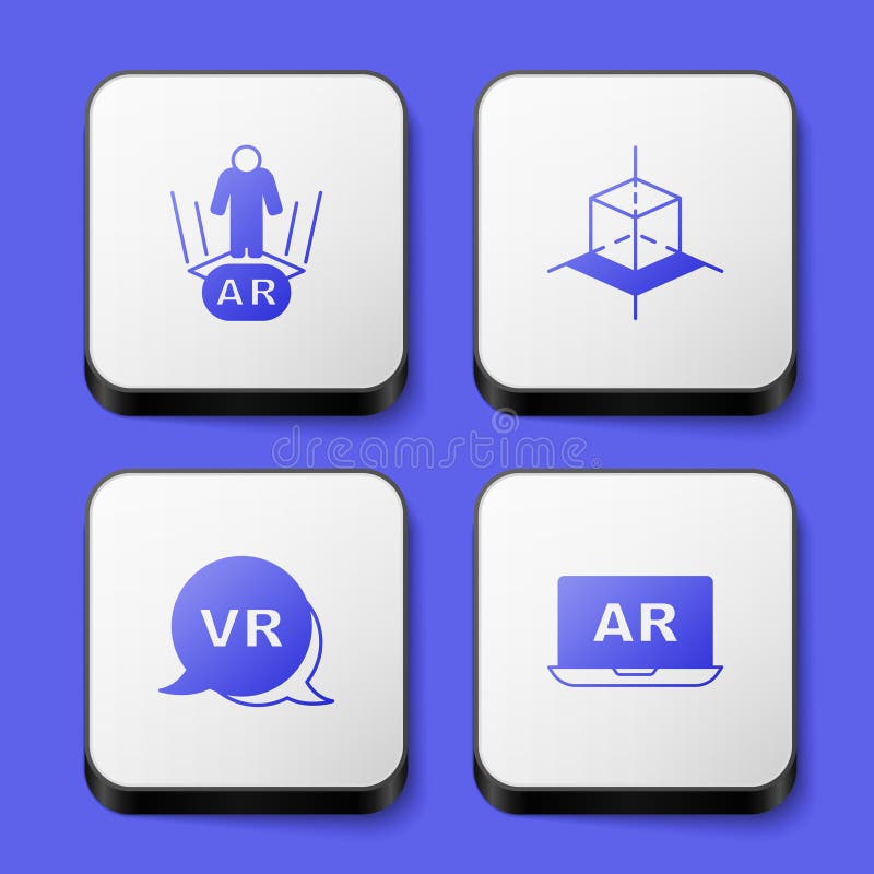 Set Augmented Reality AR, 3d Modeling, Virtual and Icon. White Square ...