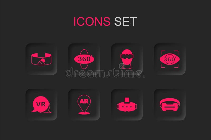 Set Augmented Reality AR, 360 Degree View, Virtual Glasses, and Icon ...