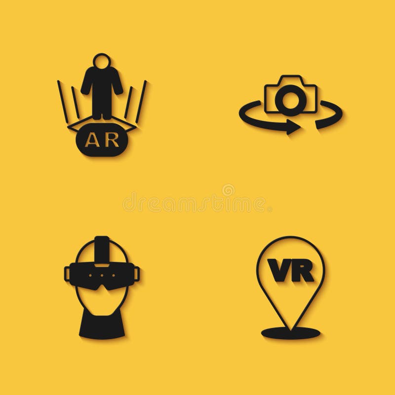 Set Augmented Reality AR, Virtual, Glasses and 360 Degree View Icon ...