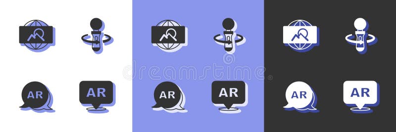 Set Augmented Reality AR, Wide Angle Picture, and VR Controller Game ...