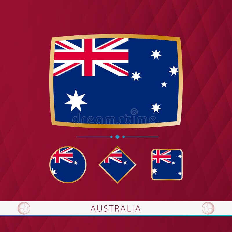 Set of Australia Flags with Gold Frame for Use at Sporting Events on a ...