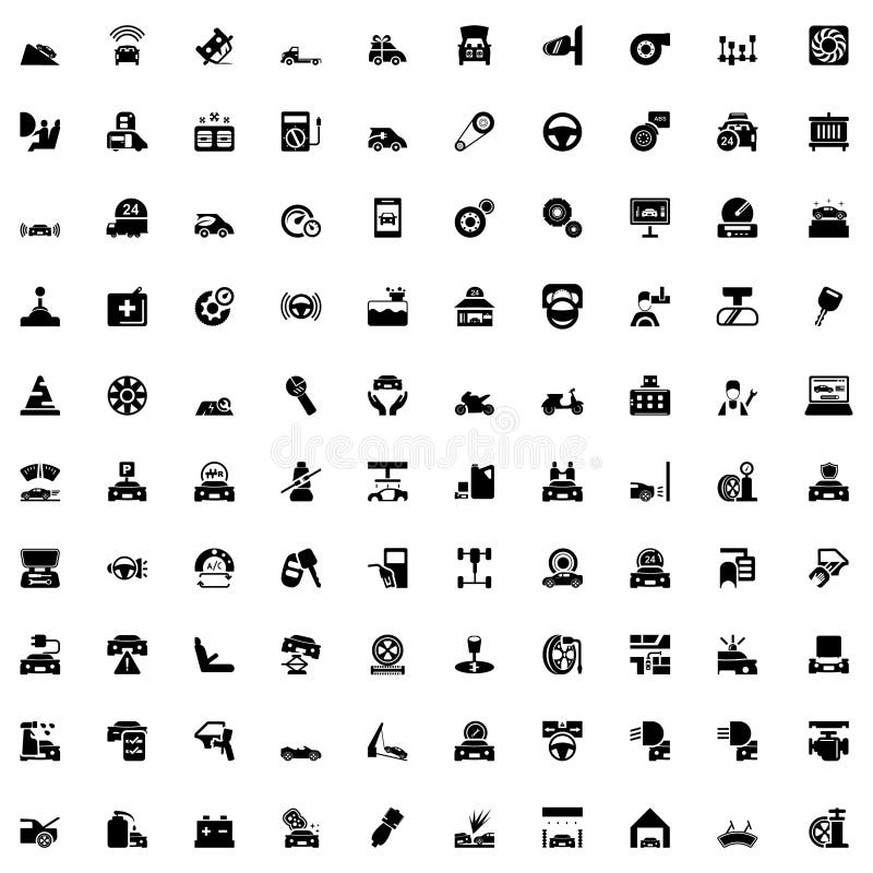 Set of Auto Motive Icons Set Vector Art Stock Illustration ...