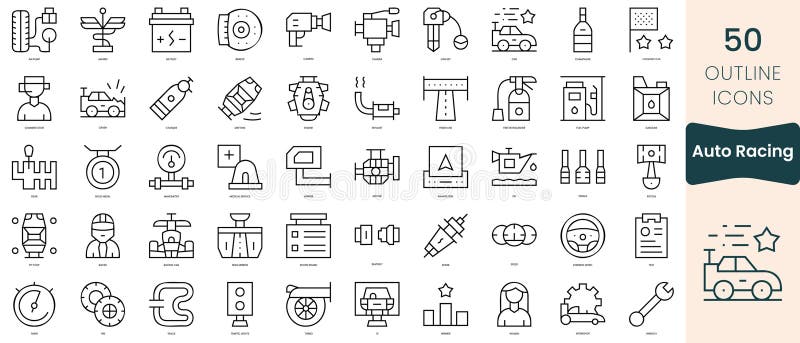 Set of Auto Racing Icons. Thin Linear Style Icons Pack Stock Vector ...