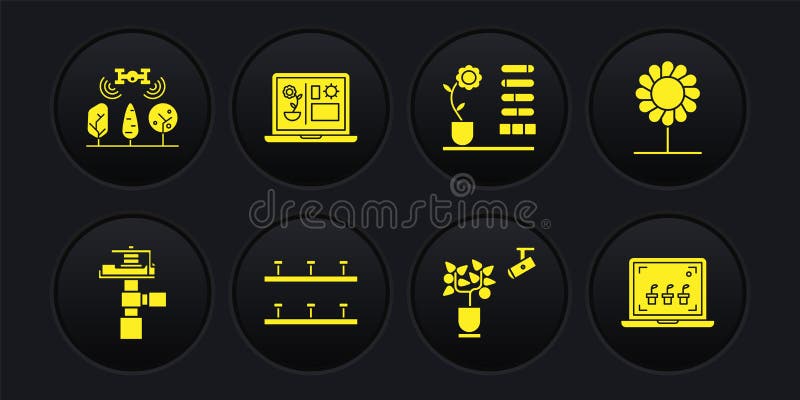 Set Automatic Irrigation Sprinklers, Flower, Smart Farming Technology ...