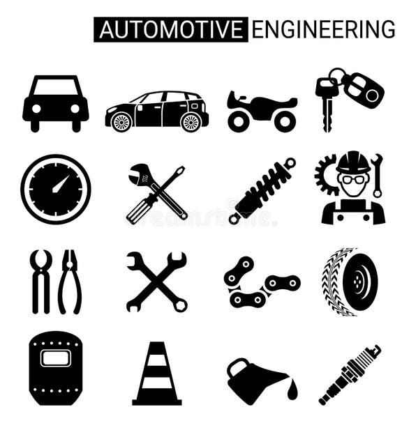 Set of Automotive Engineering Icon Design for Industry Stock Vector ...