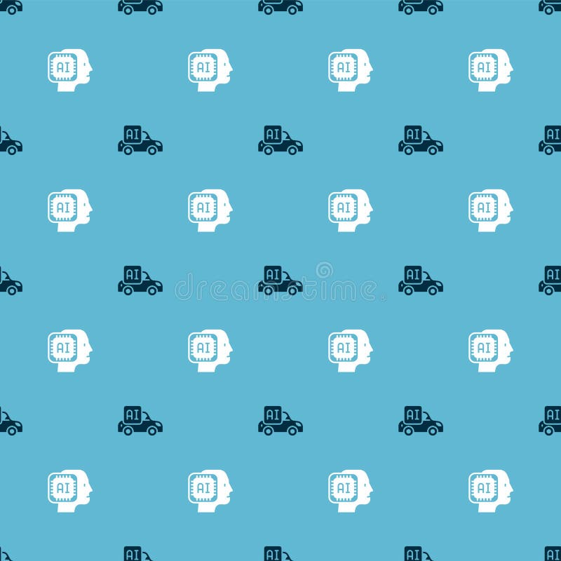 Set Autonomous Smart Car and Humanoid Robot on Seamless Pattern. Vector ...