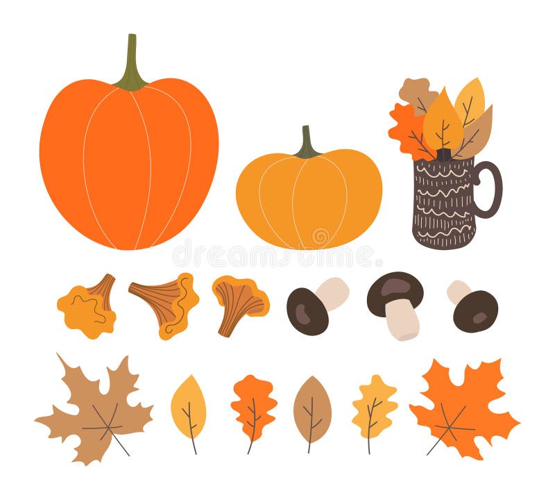 Set of Autumn Design Items, Items for Thanksgiving Day. Stock Vector ...
