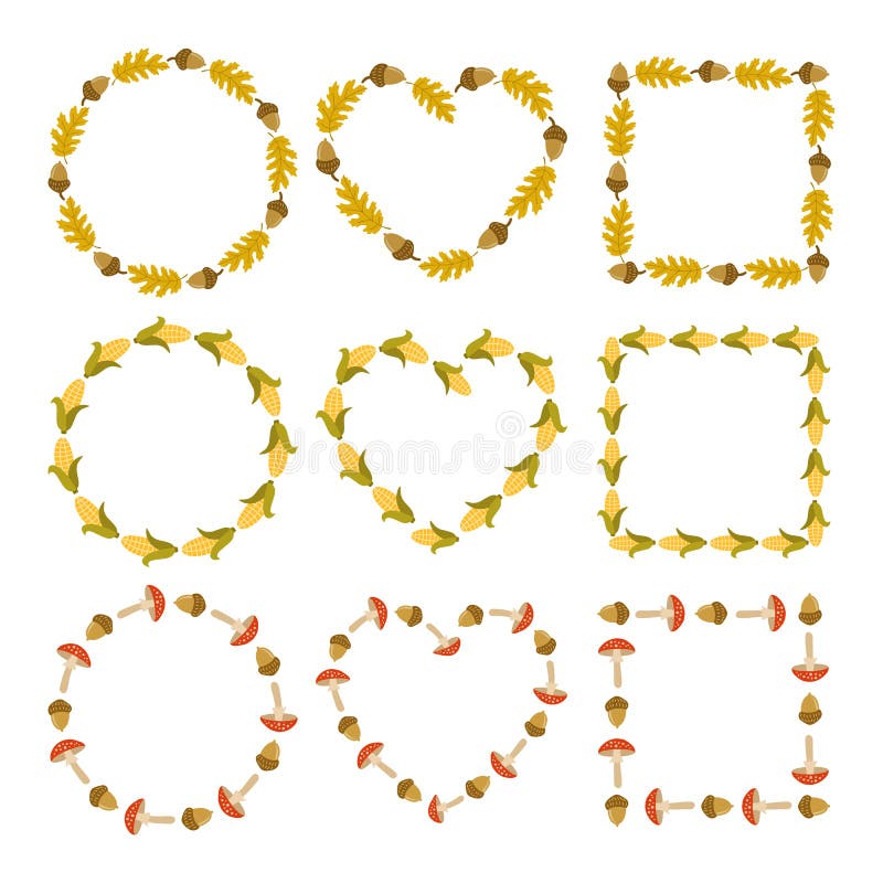 Set of autumn frames stock vector. Illustration of collection - 159214001