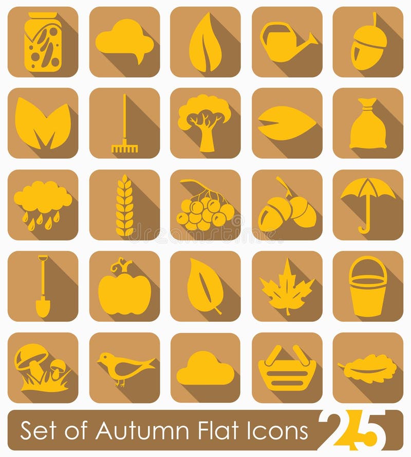 Set of autumn icons stock vector. Illustration of color - 55078542