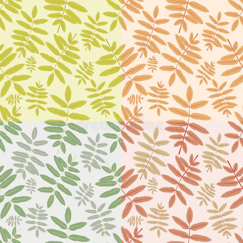 Set of Autumn Seamless Patterns with Leaves Stock Vector - Illustration ...