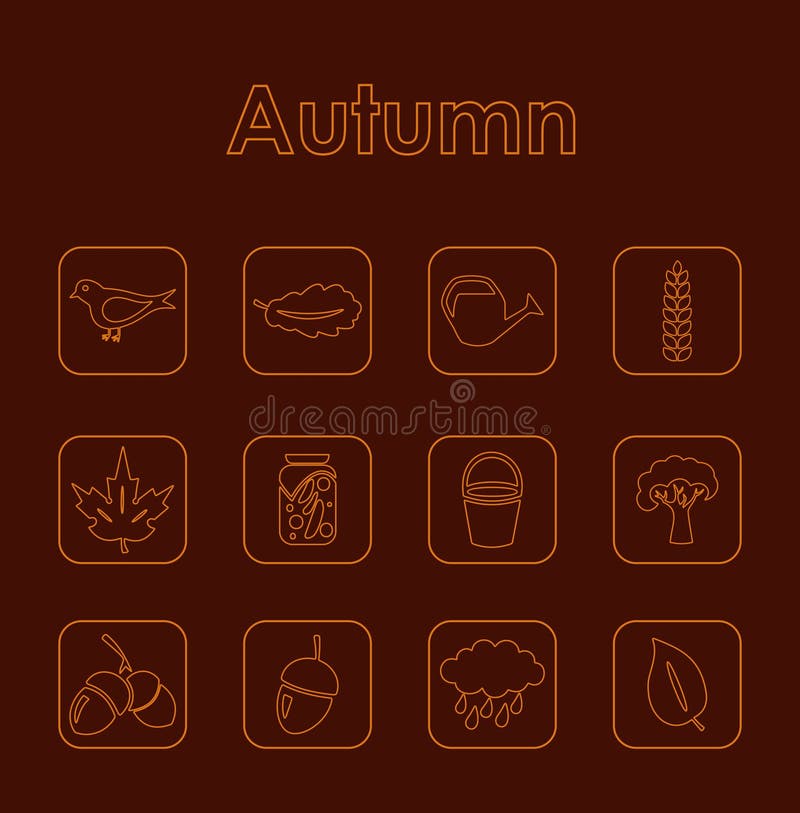 Set of autumn simple icons stock vector. Illustration of graphic - 94322920