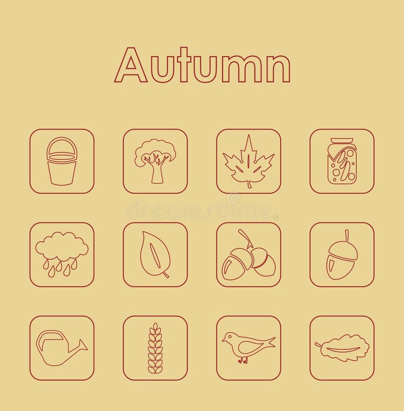 Set of autumn simple icons stock vector. Illustration of agriculture ...