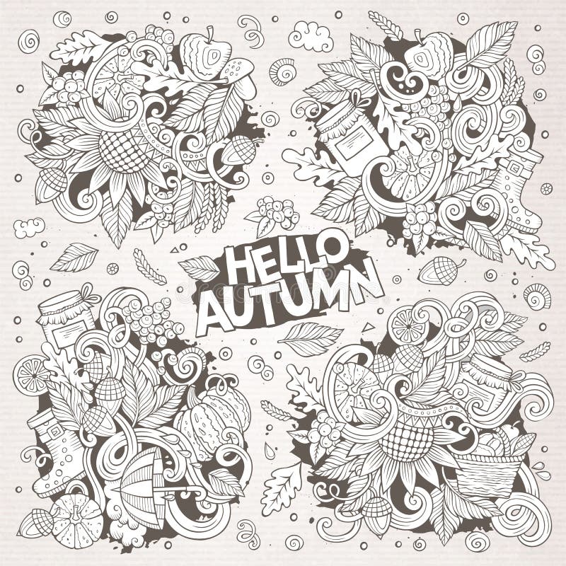 Set of Autumn Theme Items, Objects and Symbols Stock Vector ...