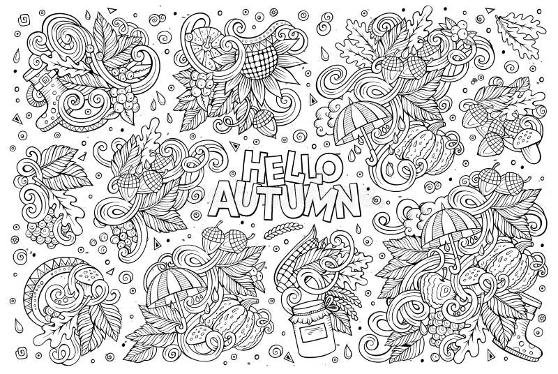 Set of Autumn Theme Items, Objects and Symbols Stock Vector ...