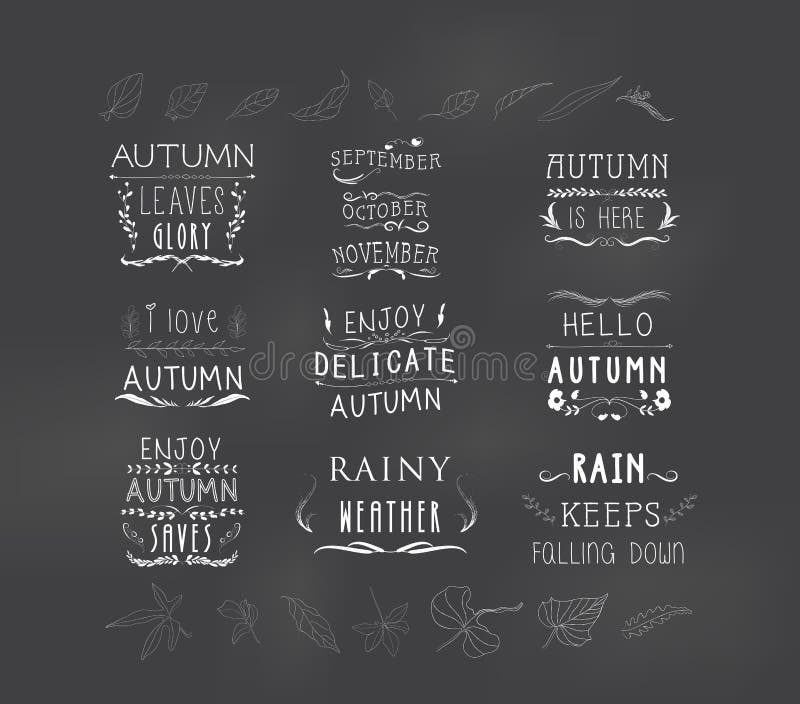 Set of Autumn Themed Retro Design Elements Fall Vintage Elements Stock ...