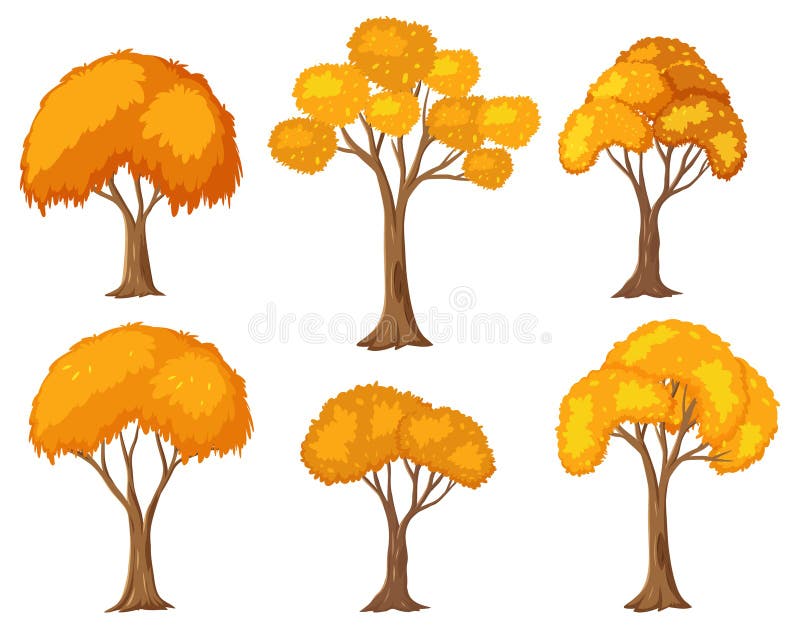 Set of autumn tree cartoon stock vector. Illustration of falls - 270606328