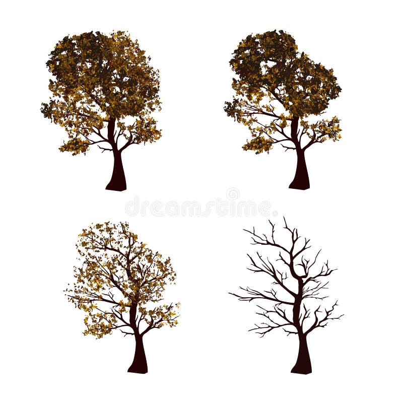 Set of autumn trees stock vector. Illustration of brown - 93337404