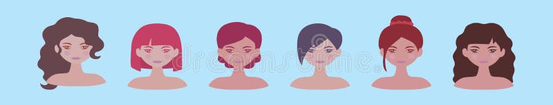 Set of Avatar Cartoon Icon Design Template with Various Models. Vector ...