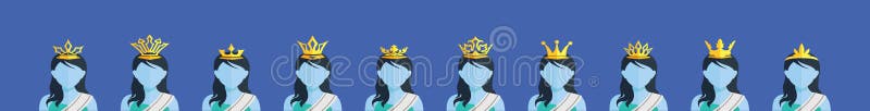 Set of Avatar with Crown. Cartoon Icon Design Template with Various ...