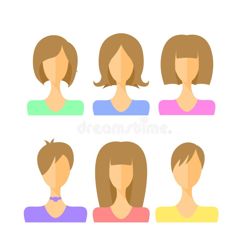 Set Avatar Girls on the Shoulders without a Face Stock Vector ...