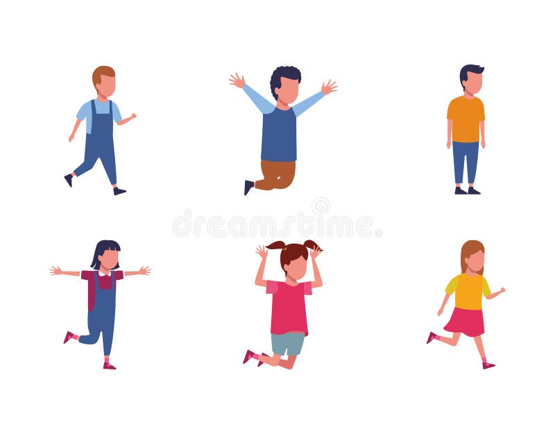 Set of Avatar Kids Having Fun Icon, Flat Design Stock Vector ...