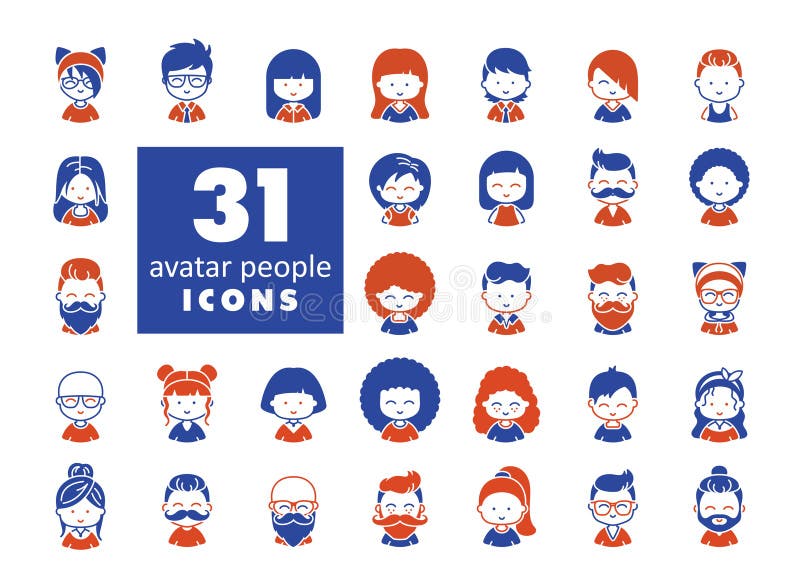 Set of Avatar Related Vector Solid Icons Stock Illustration ...