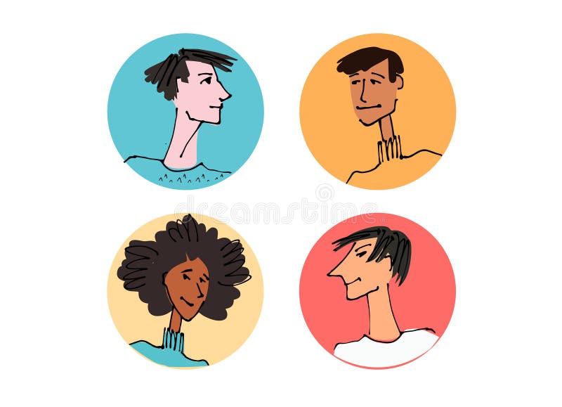 Set of Avatar of a Young People on the Bright Background. Flat Style ...