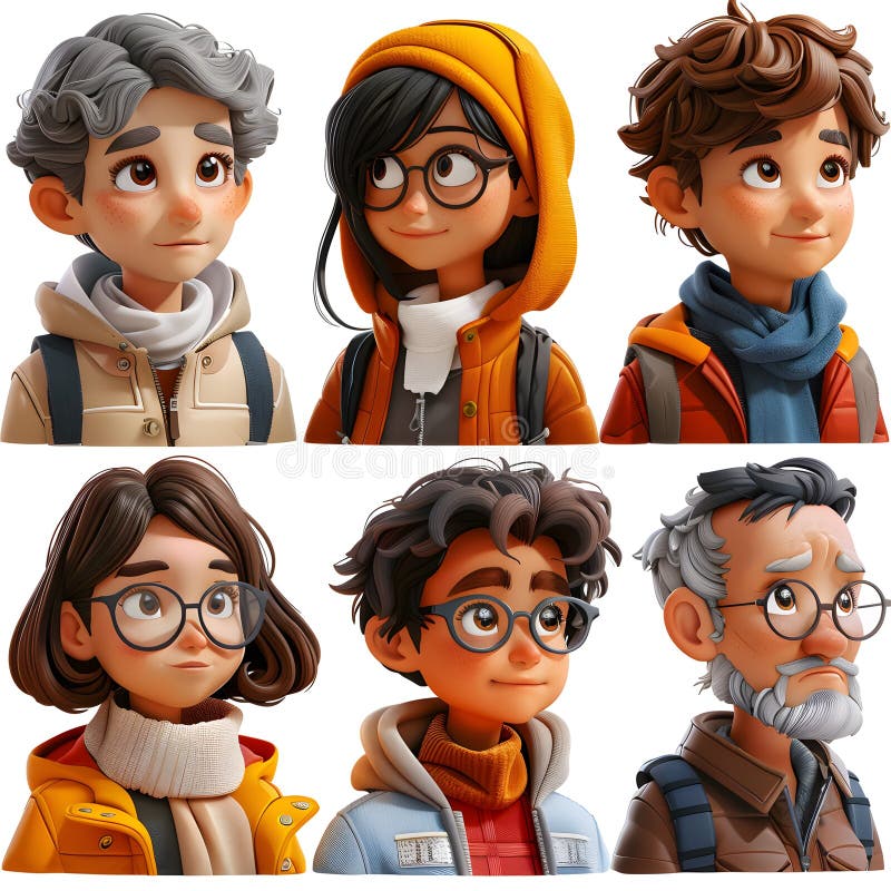 A Set of Avatars of Different People in 3D Style, Isolated on a White ...