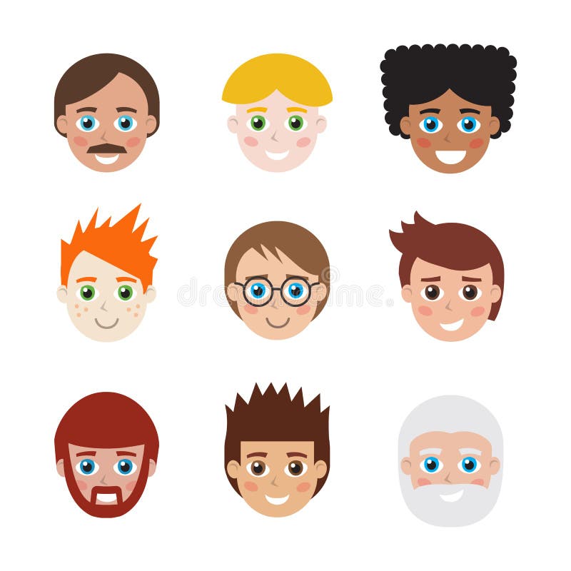 Set of Avatars, Flat Icons for Web. Stock Vector - Illustration of ...