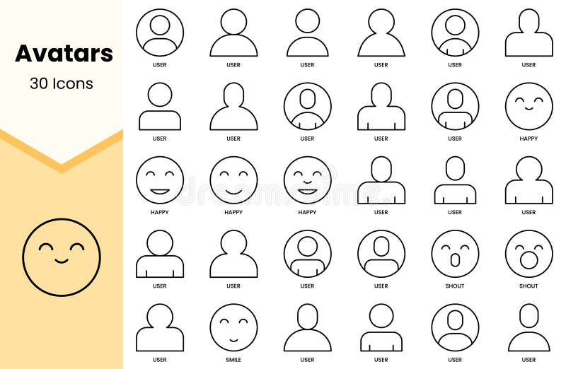 Set of Avatars Icons. Simple Line Art Style Icons Pack Stock Vector ...
