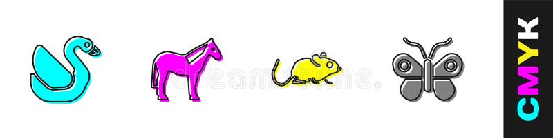 Icono De La Rata Del Caballo De Cisne Y De La Mariposa. Vector ...