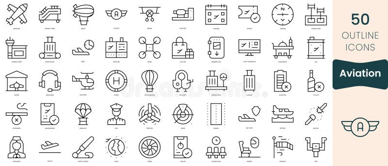 Set of Aviation Icons. Thin Linear Style Icons Pack Stock Vector ...