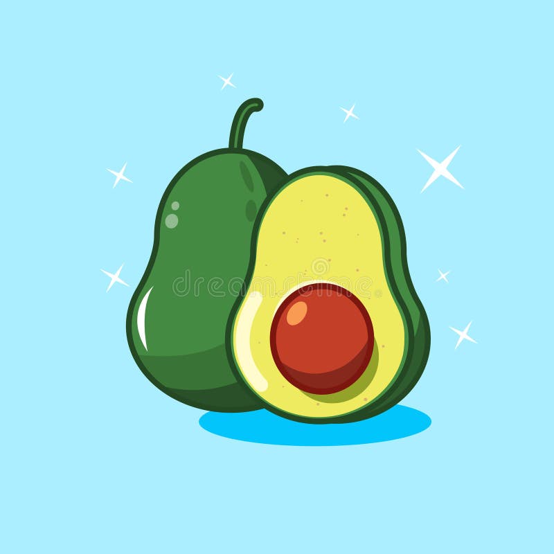 Set of Avocado Fruit Illustration, Whole and Slice Avocad Stock Vector ...