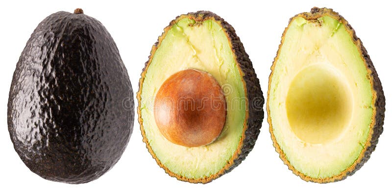Set of Avocado Halves Isolated on a White Background. Clipping Path ...