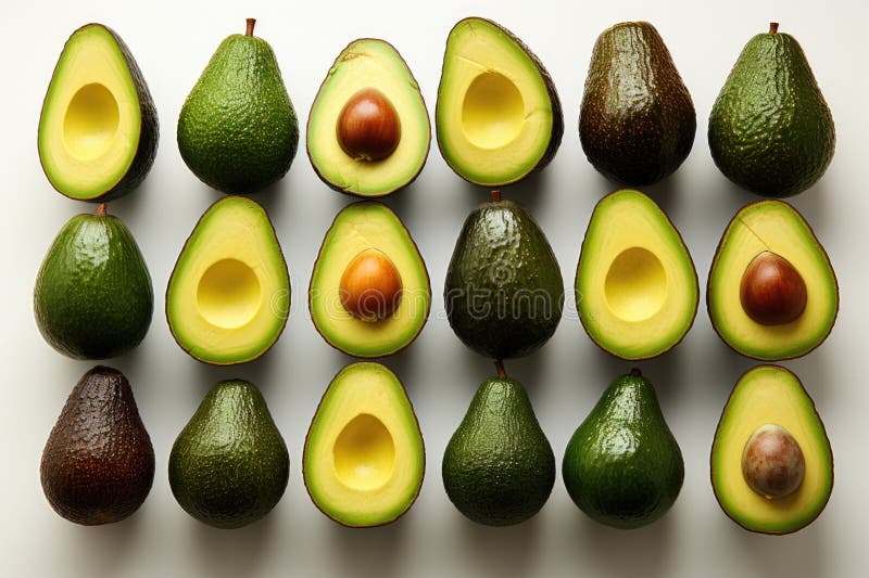 Set of Avocado Isolated on the White Stock Illustration - Illustration ...