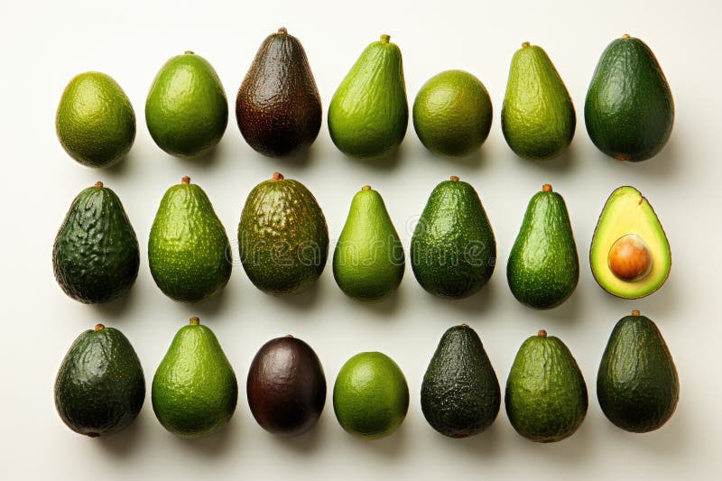 Set of Avocado Isolated on the White Stock Illustration - Illustration ...