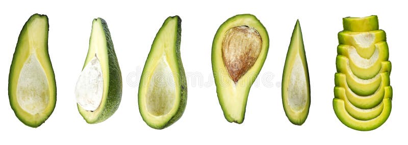 A Set of Avocado Pieces of Different Shapes Stock Photo - Image of ...