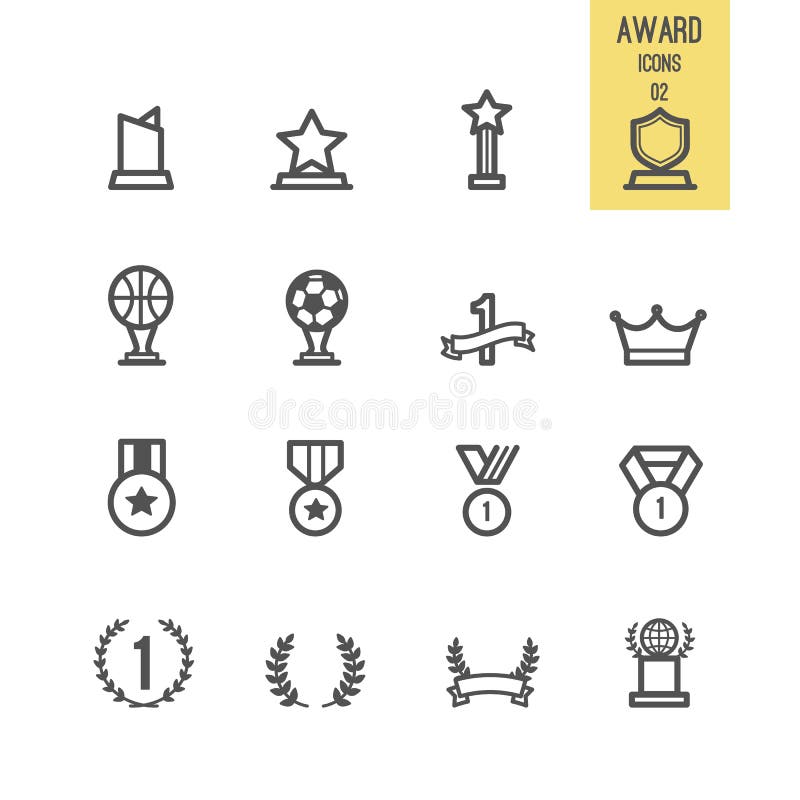 Award Icon Set, Logo Collection Stock Vector - Illustration of ...